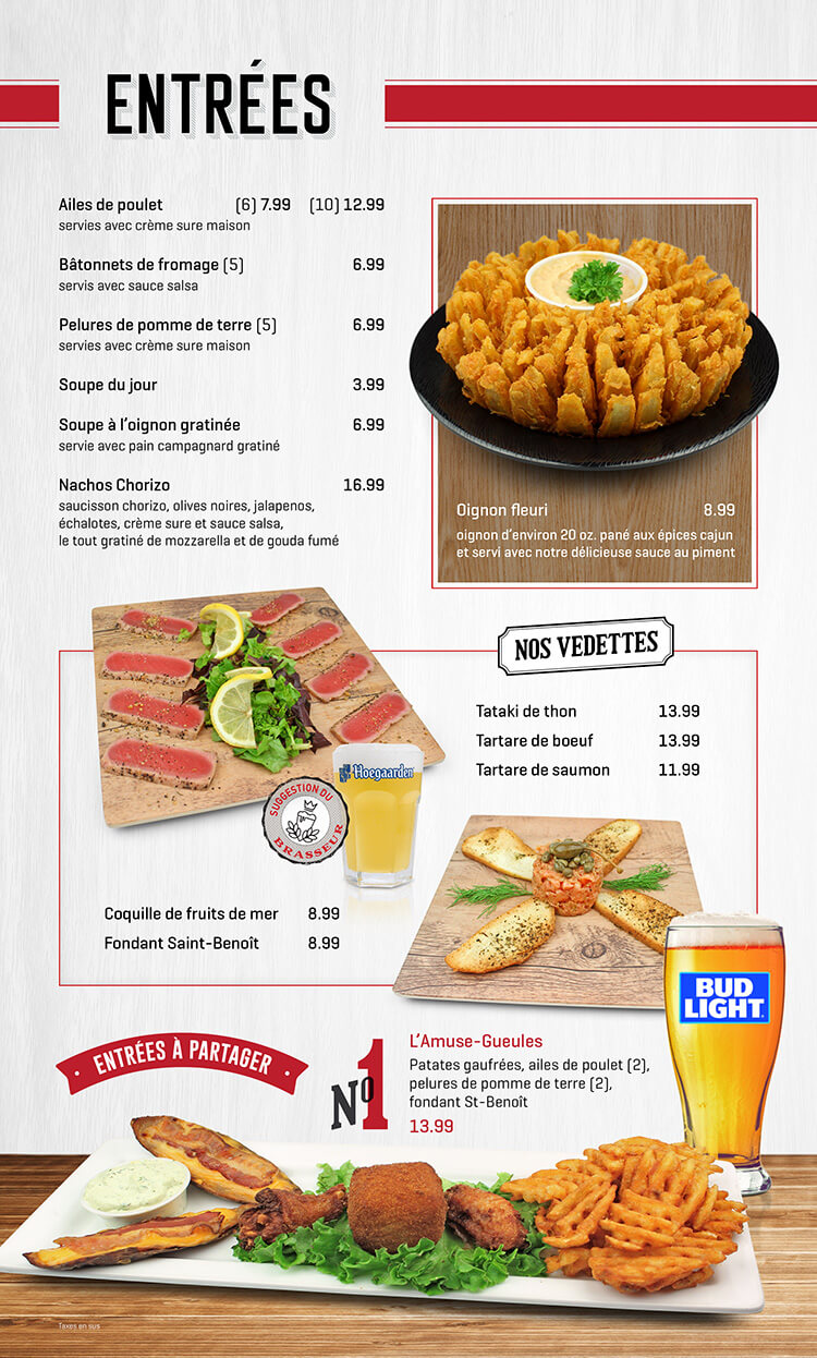 Menu – la Brasserie Seigneurie