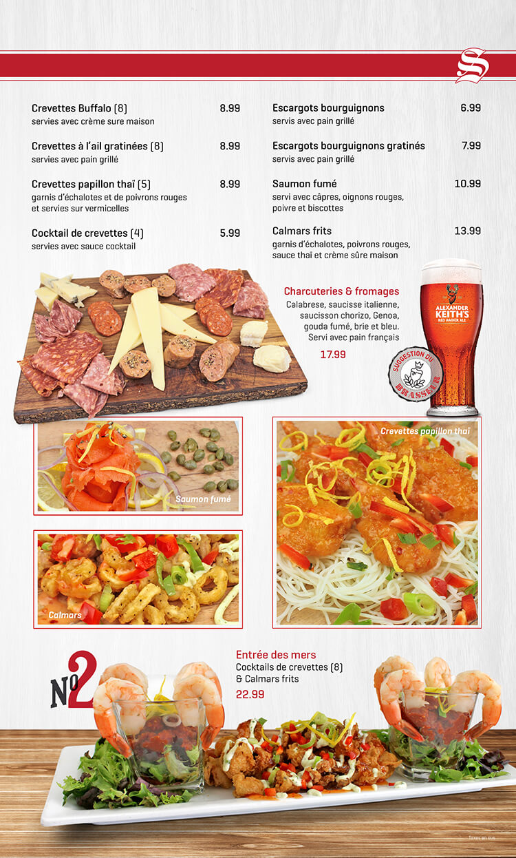 Menu – la Brasserie Seigneurie