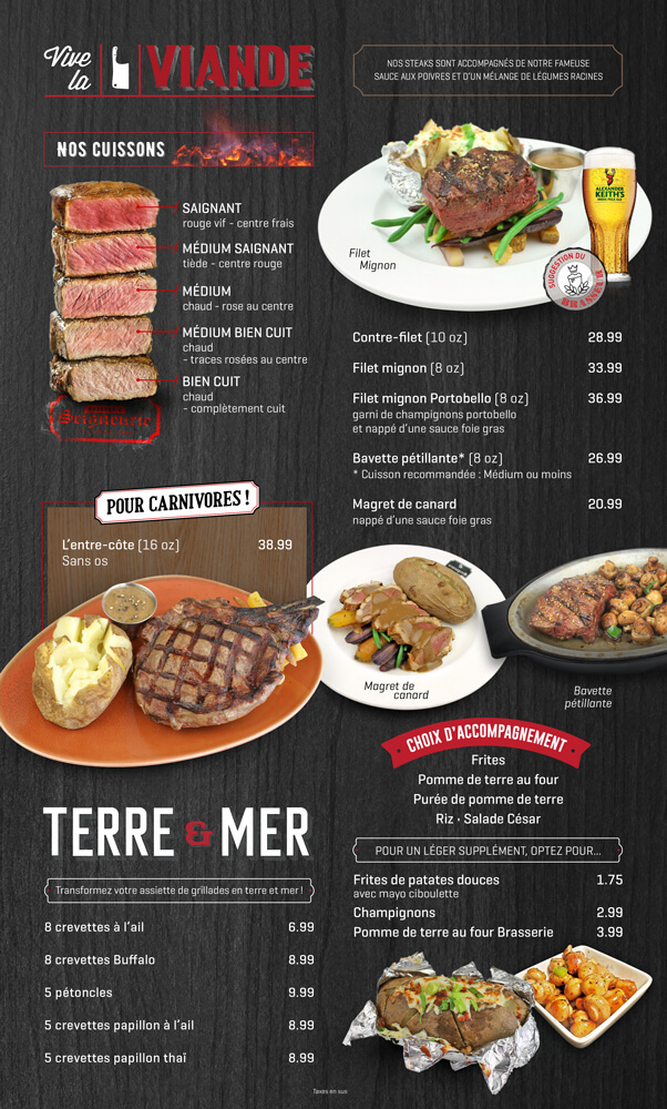 Menu – la Brasserie Seigneurie