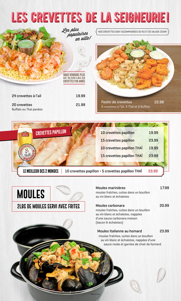 Menu – la Brasserie Seigneurie